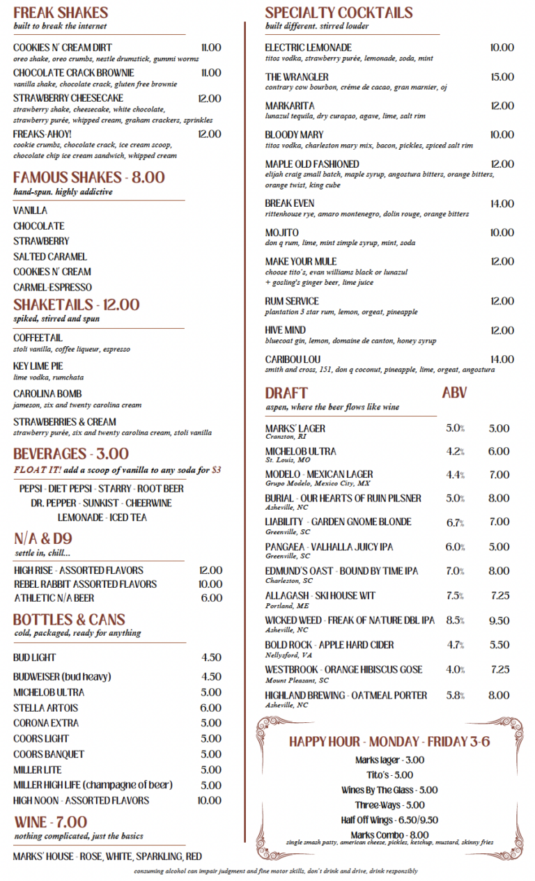 Menu | Grill Marks