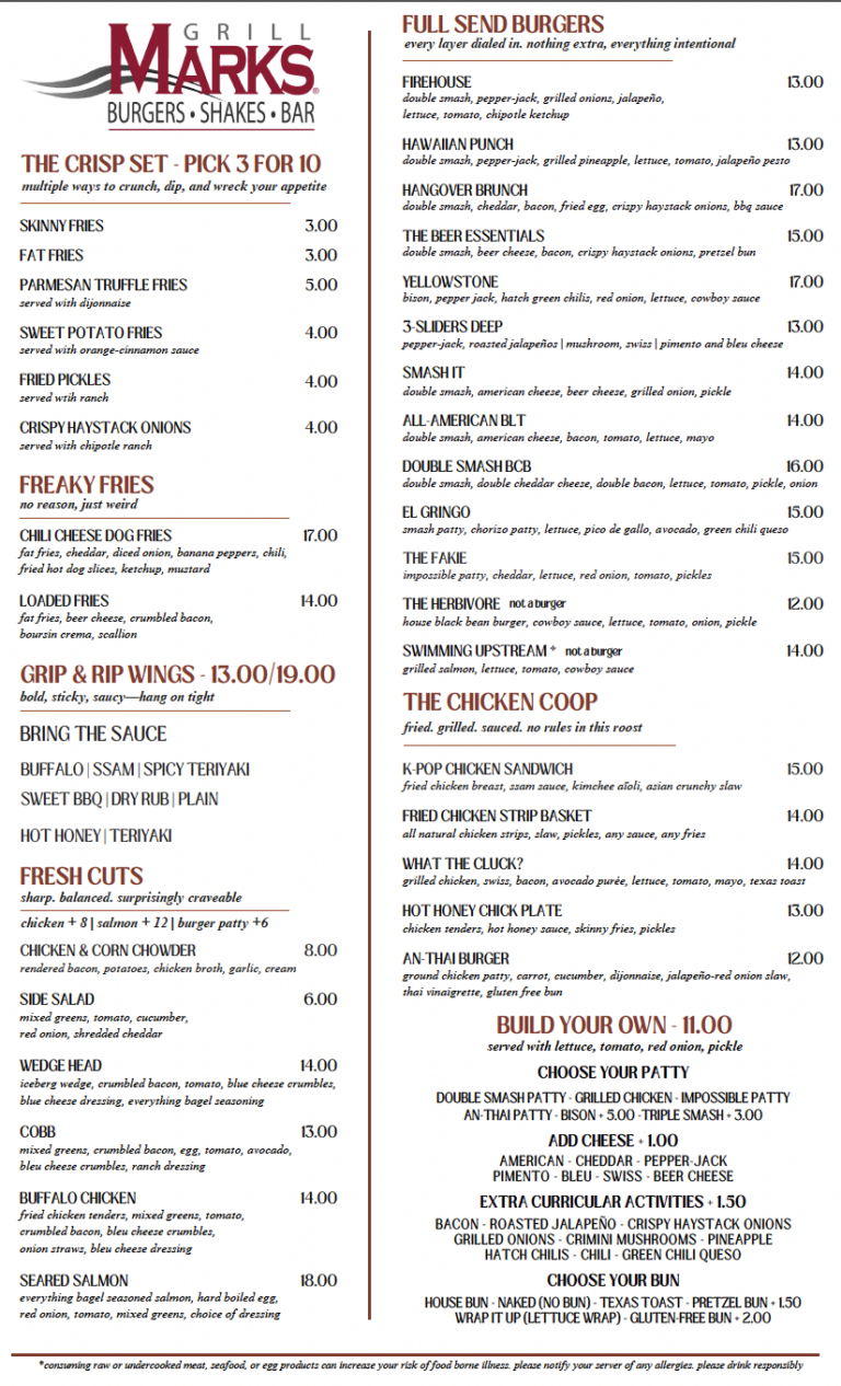 Menu | Grill Marks